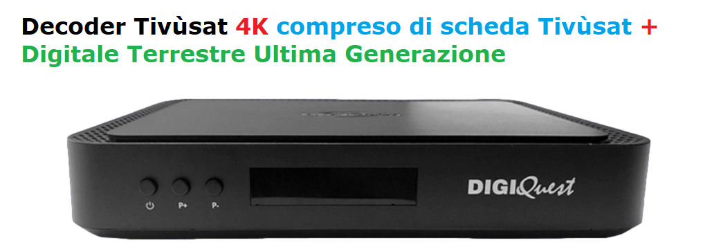 DECODER 4K HD DIGIQUEST Q90 Tivùsat COMPRESO SMART CARD 4K HD